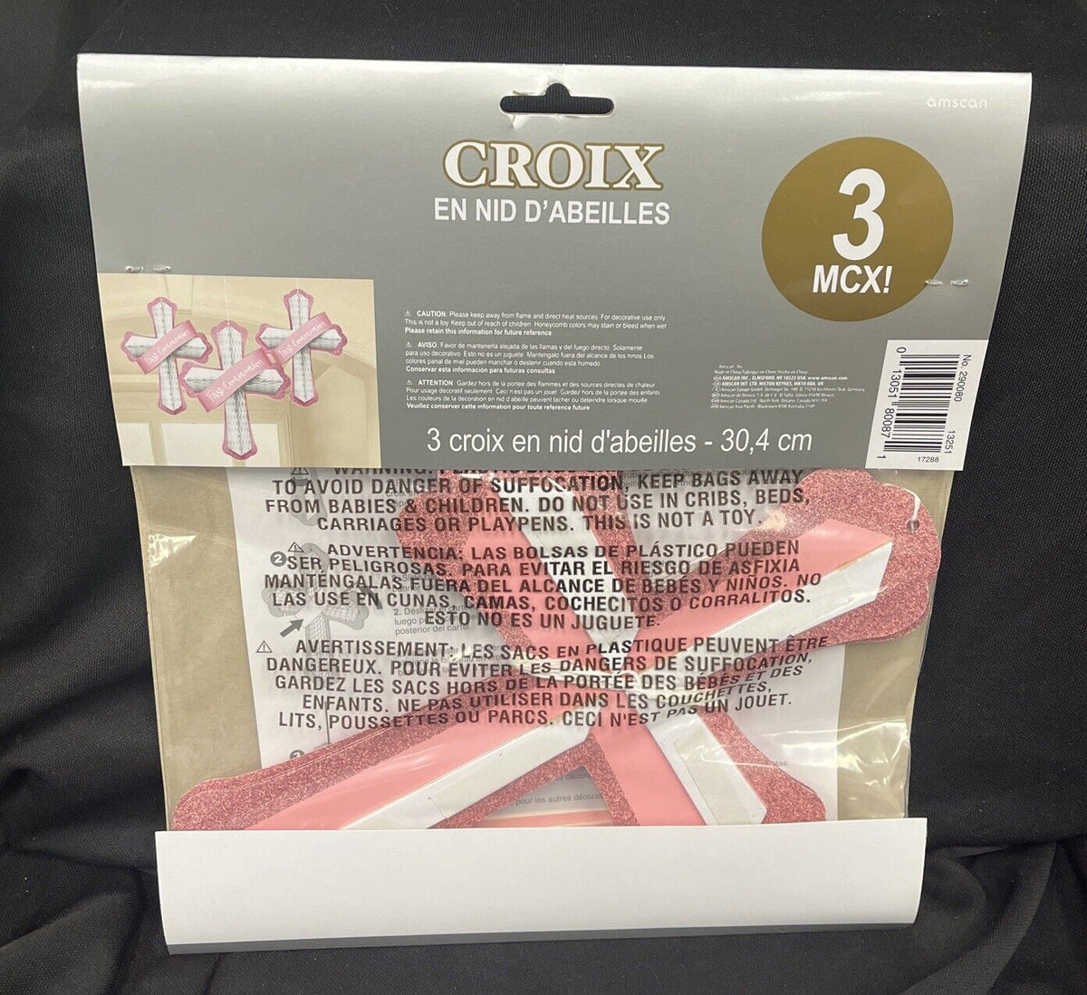 Amscan First Communion Honeycomb Cross Decorations 3 Pieces Baptism Co ...
