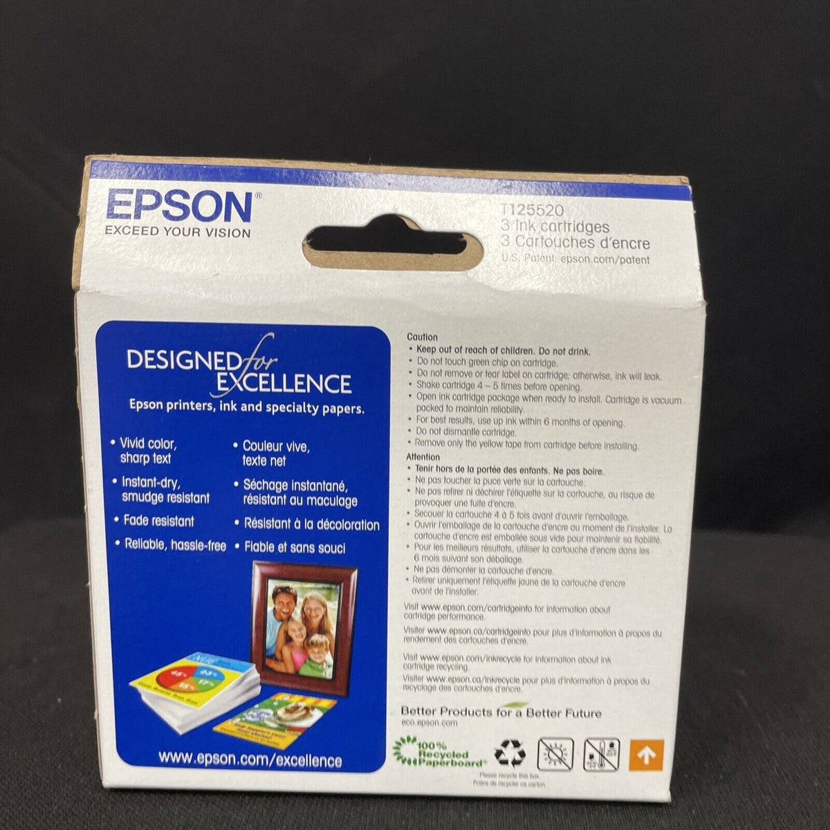 Genuine Epson 125 Ink Cartridge 3-Pack Cyan, Magenta, Yellow OEM New S ...